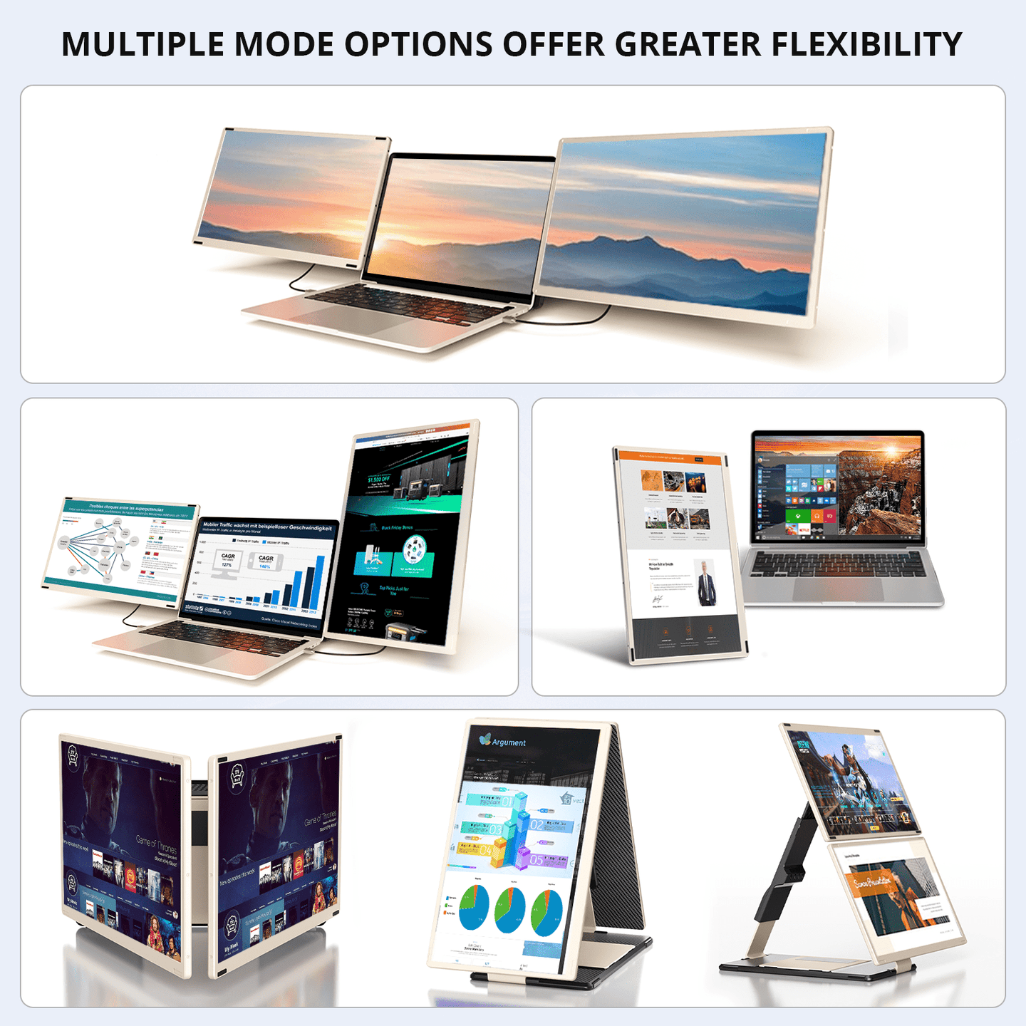 Cevaton S6 Portable Screen Extender - Tri-Screen Setup